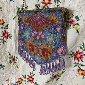 Vintage | Bags | 92s Antique Beaded Art Deco Floral Purse | Poshmark